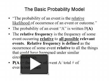 PPT – The Basic Probability Model PowerPoint presentation | free to ...