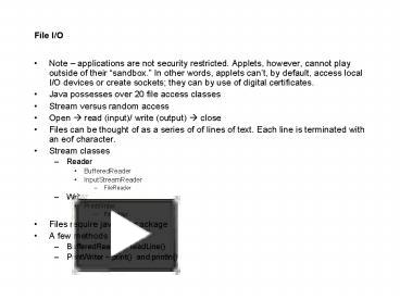 PPT – File IO PowerPoint presentation | free to view - id: b74ef-ZDc1Z