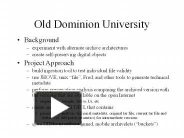 PPT – Old Dominion University PowerPoint presentation | free to ...