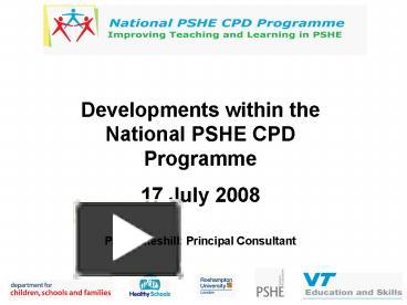 National PSHE CPD Programme presentation | free to view