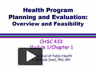 Health Program Planning and Evaluation: Overview and Feasibility ...