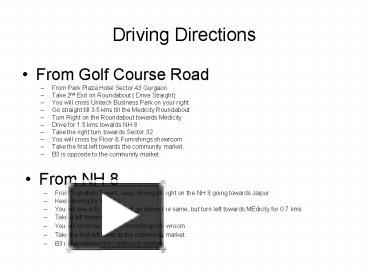 PPT – Driving Directions PowerPoint presentation | free to view - id ...
