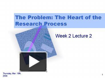 PPT – The Problem: The Heart of the Research Process PowerPoint ...