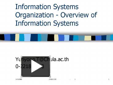 Information Systems Organization Overview of Information Systems ...