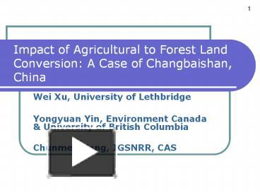 PPT – Impact of Agricultural to Forest Land Conversion: A Case of ...