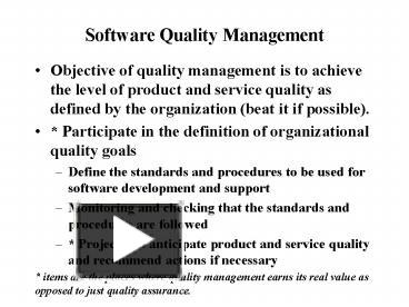 PPT – Software Quality Management PowerPoint presentation | free to ...