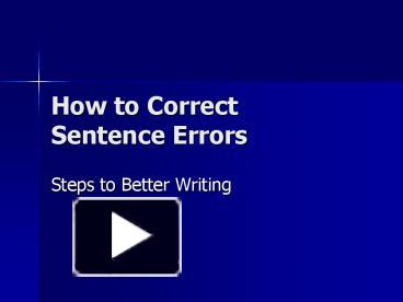 PPT – How to Correct Sentence Errors PowerPoint presentation | free to ...