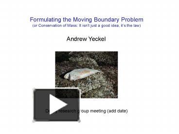 Formulating the Moving Boundary Problem presentation | free to view