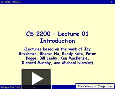 PPT – CS 2200 Lecture 01 Introduction PowerPoint presentation | free to ...