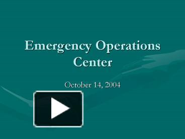 PPT – Emergency Operations Center PowerPoint presentation | free to ...