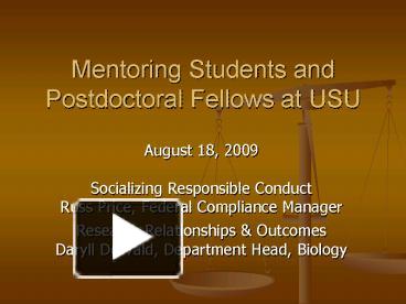 PPT – Mentoring Students and Postdoctoral Fellows at USU PowerPoint ...