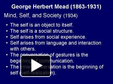 Mead George Herbert. 1934. Mind Self And Society