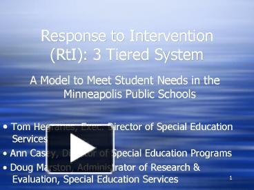 Response to Intervention RtI: 3 Tiered System presentation | free to view