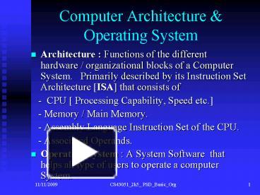 PPT – Computer Architecture PowerPoint presentation | free to view - id ...
