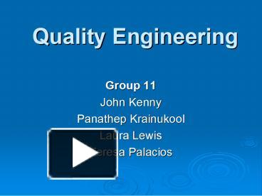 Quality Engineering presentation | free to view
