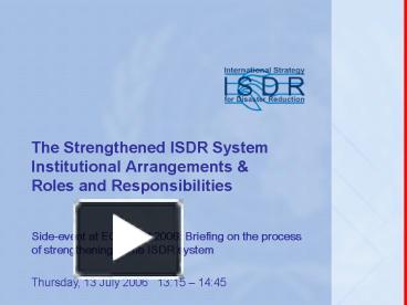 The Strengthened ISDR System presentation | free to view