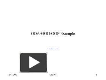 OOA/OOD/OOP Example presentation | free to download