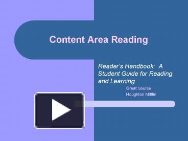 PPT – Content Area Reading PowerPoint presentation | free to view - id ...