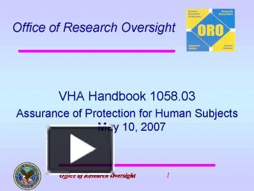 PPT – VHA Handbook 1058'03 PowerPoint presentation | free to view - id ...
