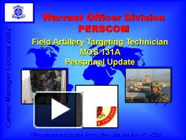 Field Artillery Targeting Technician presentation | free to view