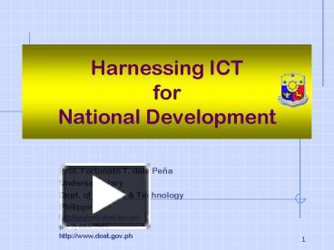 PPT – Harnessing ICT for National Development PowerPoint presentation ...
