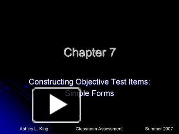 Constructing Objective Test Items: presentation | free to view