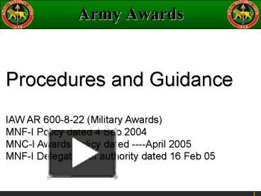 Army Awards presentation | free to view