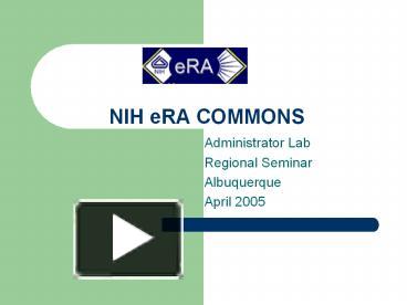 NIH eRA COMMONS presentation | free to download