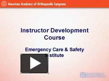 Instructor Development Course presentation | free to view