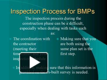 Inspection Process for BMPs presentation | free to view