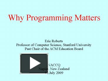 Why Programming Matters presentation | free to download