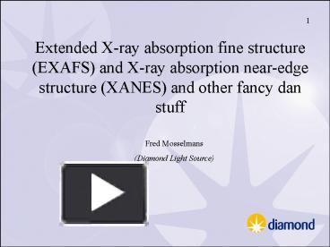 Extended Xray absorption fine structure EXAFS and Xray absorption ...