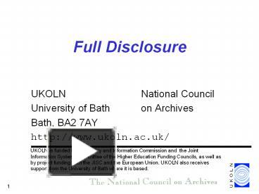 PPT – Full Disclosure PowerPoint presentation | free to download - id ...