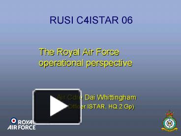 RUSI C4ISTAR 06 presentation | free to view