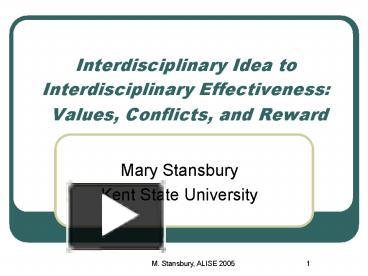 PPT – Interdisciplinary Idea to Interdisciplinary Effectiveness: Values ...