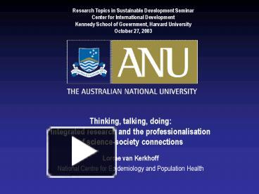 Thinking, talking, doing: integrated research and the ...