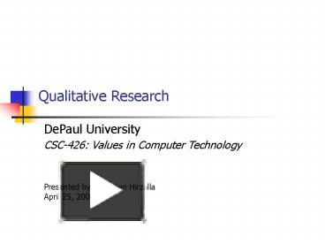 PPT – Qualitative Research PowerPoint presentation | free to view - id ...