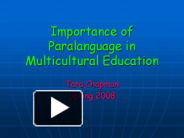 PPT – Importance of Paralanguage in Multicultural Education PowerPoint ...