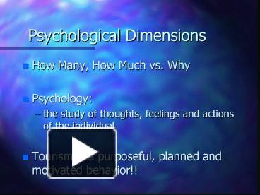 Psychological Dimensions presentation | free to view