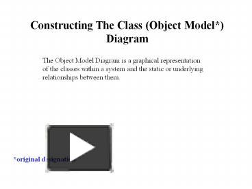 PPT – Constructing The Class (Object Model*) Diagram PowerPoint ...