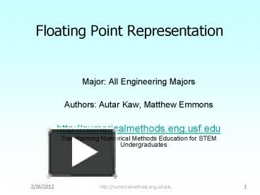 PPT – Floating Point Representation PowerPoint presentation | free to ...