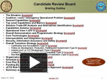 Candidate Review Board Briefing Outline presentation | free to view