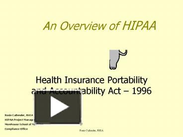 An Overview of HIPAA presentation | free to view