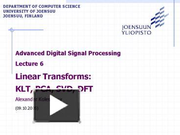 Advanced Digital Signal Processing presentation | free to view