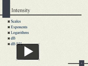 PPT – Intensity PowerPoint presentation | free to view - id: c05cb-MDU1Z