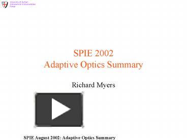 PPT – SPIE 2002 Adaptive Optics Summary PowerPoint presentation | free ...