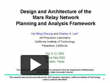 Design and Architecture of the Mars Relay Network Planning and Analysis ...