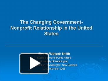 The Changing Government-Nonprofit Relationship in the United States ...