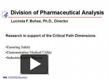 Division of Pharmaceutical Analysis presentation | free to view