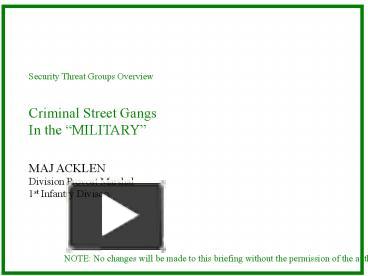 GANG presentation | free to view